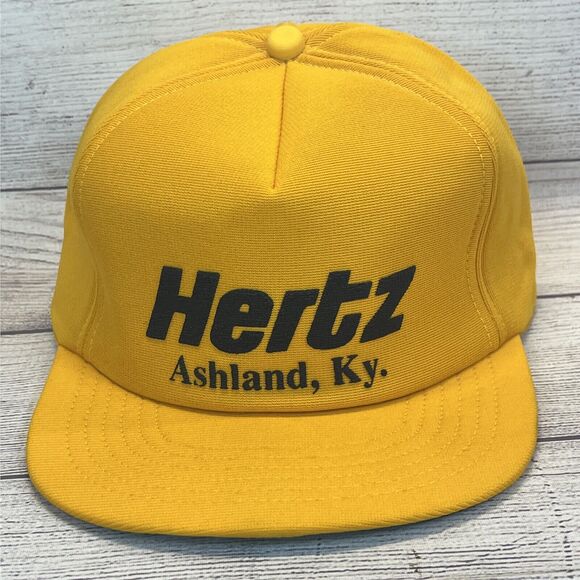 Vintage | Accessories | Hertz Yellow Cap Trucker Hat Snapback Baseball ...